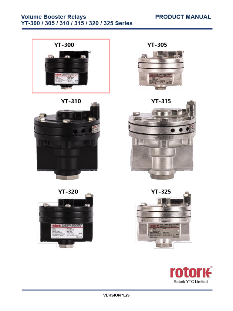 Volume Booster Relay Product Manual | PDF | Valve | Mechanical Engineering
