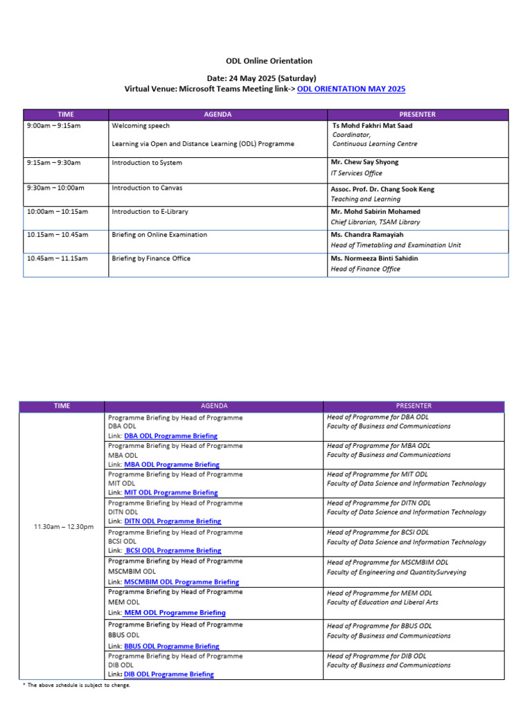ODL Online Orientation May 2025 | PDF