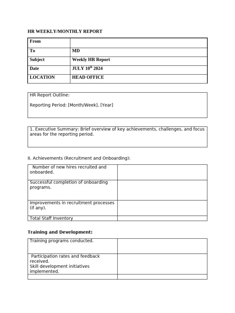Weekly HR Report Overview | PDF