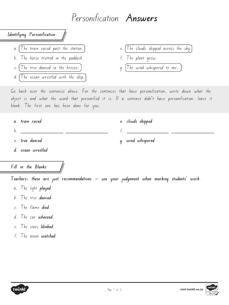 Personification Answers | PDF