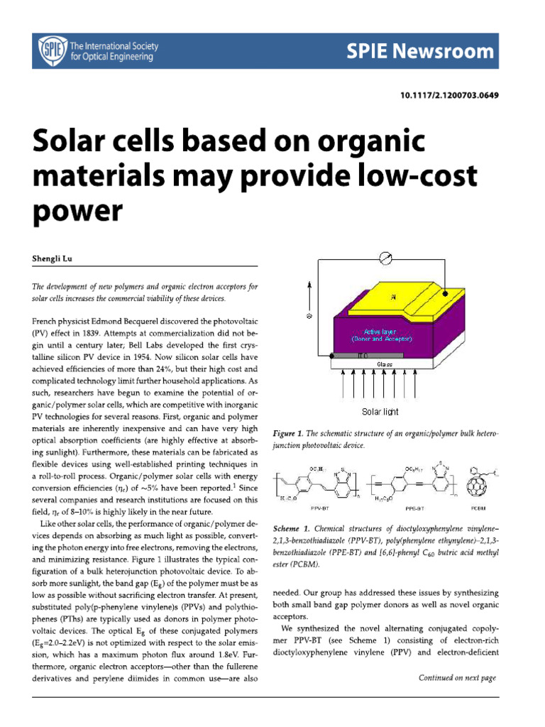 Solar Cells Based On Organic | PDF