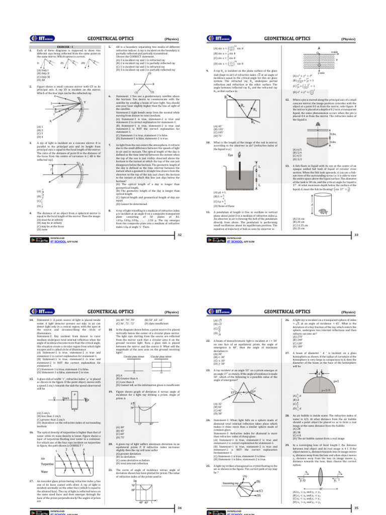 Module - Geometrical Optics (1) (2 Files Merged) | PDF | Horizon | Mirror