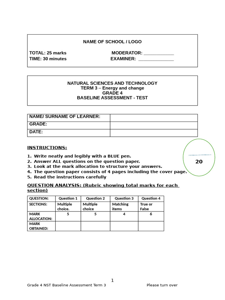 TS Gr4 NST Baseline Term 3 | PDF | Sound