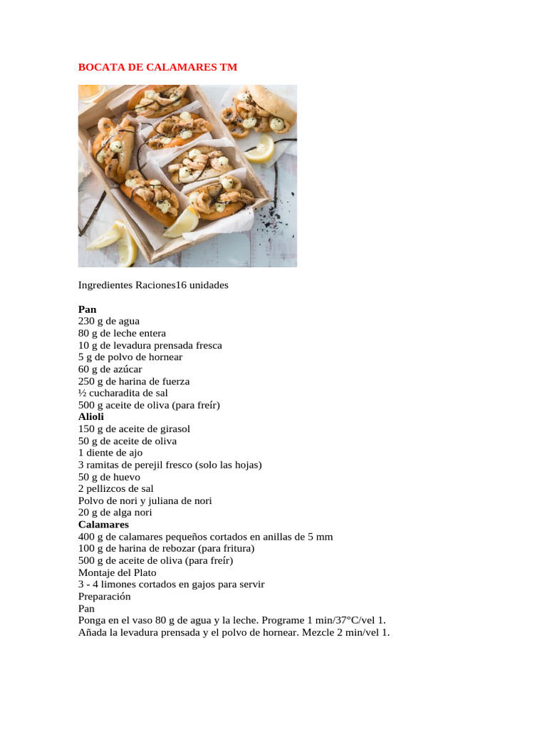 Bocata de Calamares con Alioli y Nori | PDF | Panes | Fritura