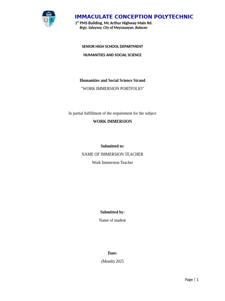 Humss Portfolio Content | PDF
