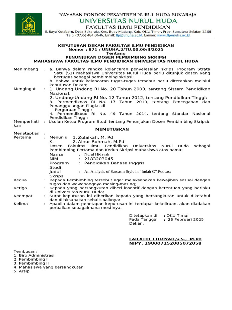 Draf SK Pembimbing Pbi | PDF