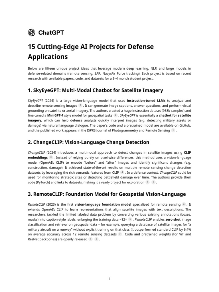 AI-Driven Defense Project Ideas | PDF | Deep Learning | Unmanned Aerial ...