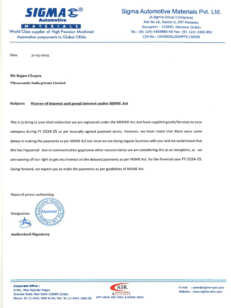 Waiver of Intrest Signed | PDF