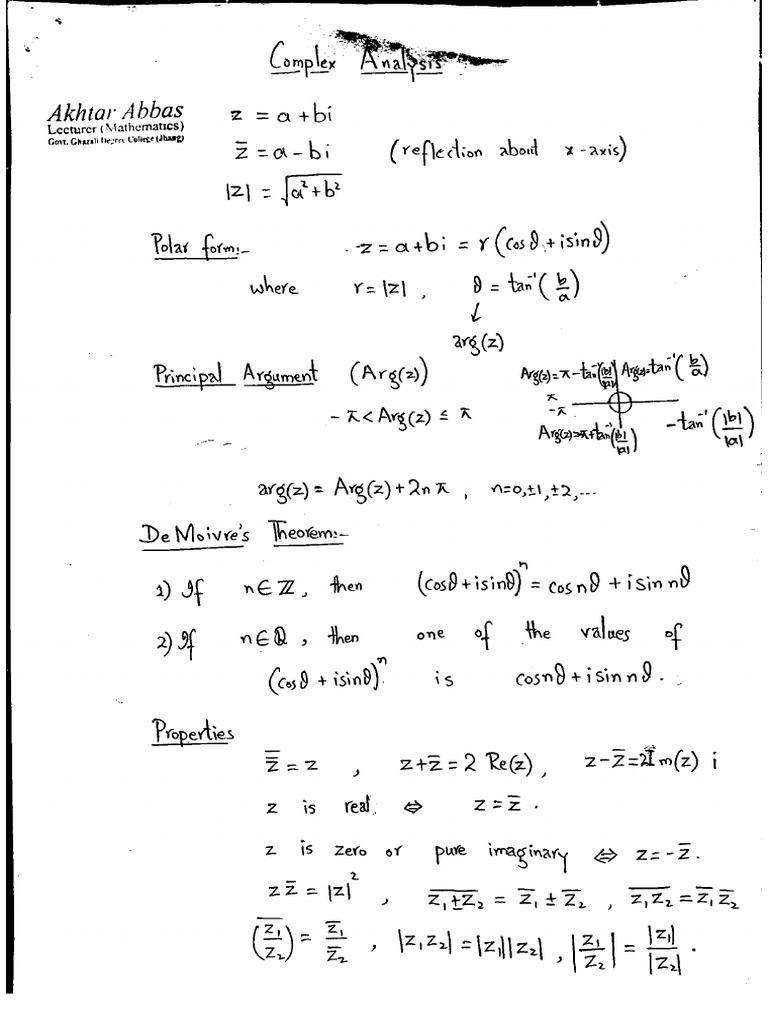 Quick Review of Complex Analysis | PDF
