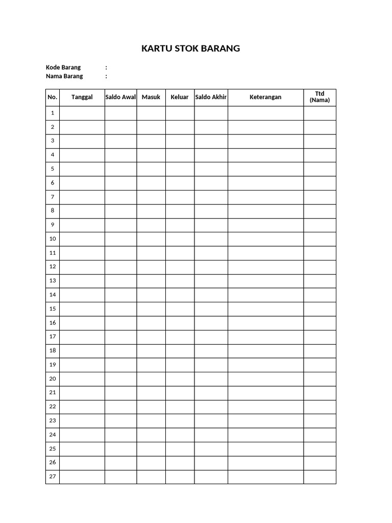 Kartu Stock Barang | PDF