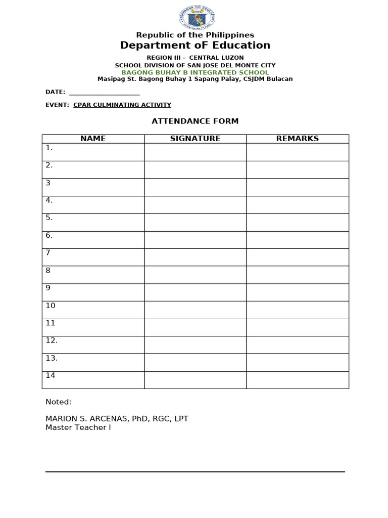 Attendance Form | PDF