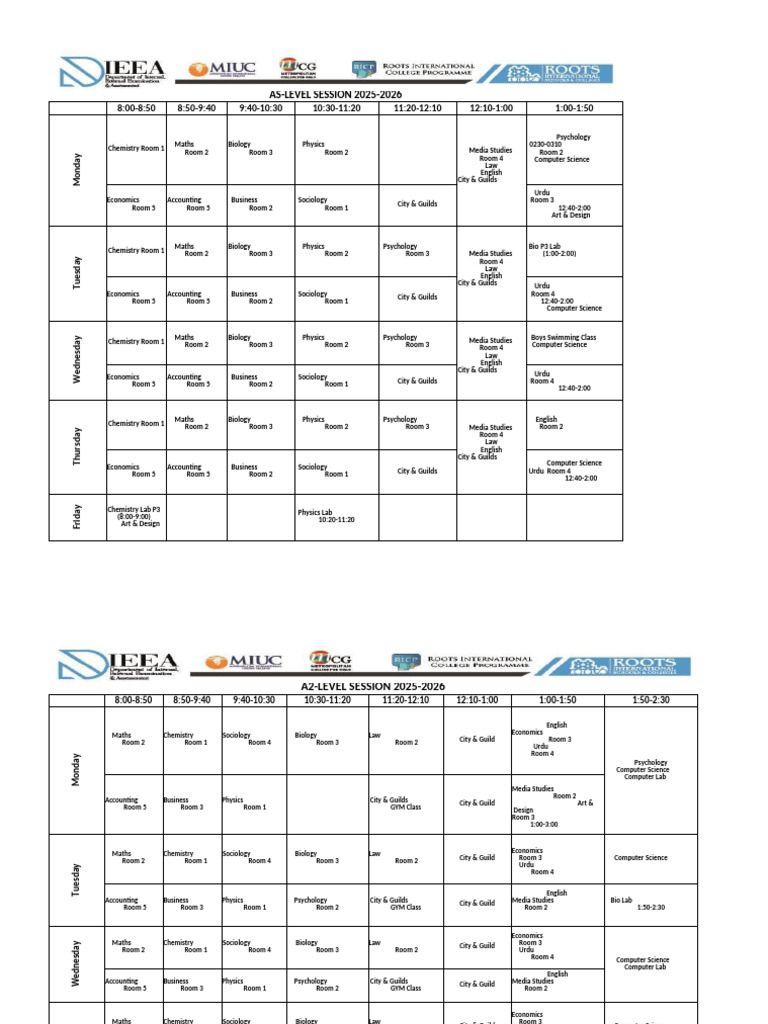 A Level Timetable New 2025 | PDF
