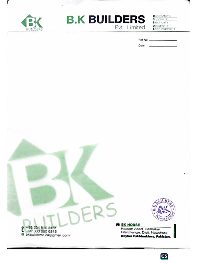 BK Builders Letter Head | PDF