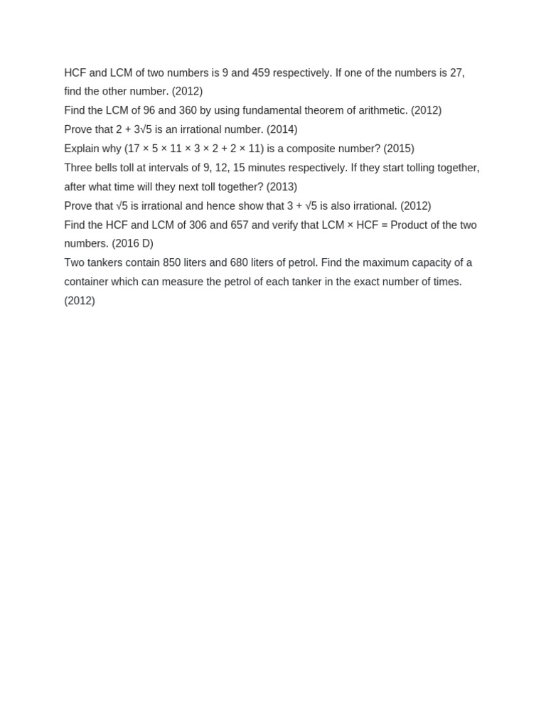 HCF and LCM of Two Numbers Is 9 and 459 Respectively | PDF