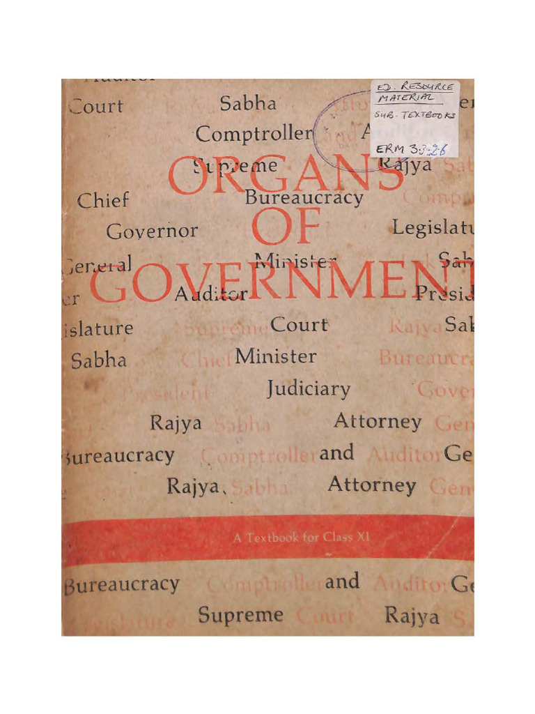 Organs of The Government Class Xi Political Science Old Ncert | PDF ...