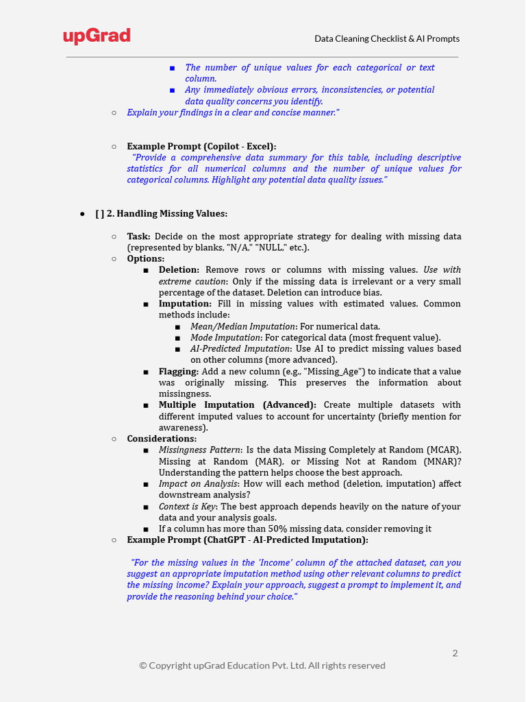 Data Cleaning Checklist - 26 AI Prompts - 40 Prompts - 1 ...