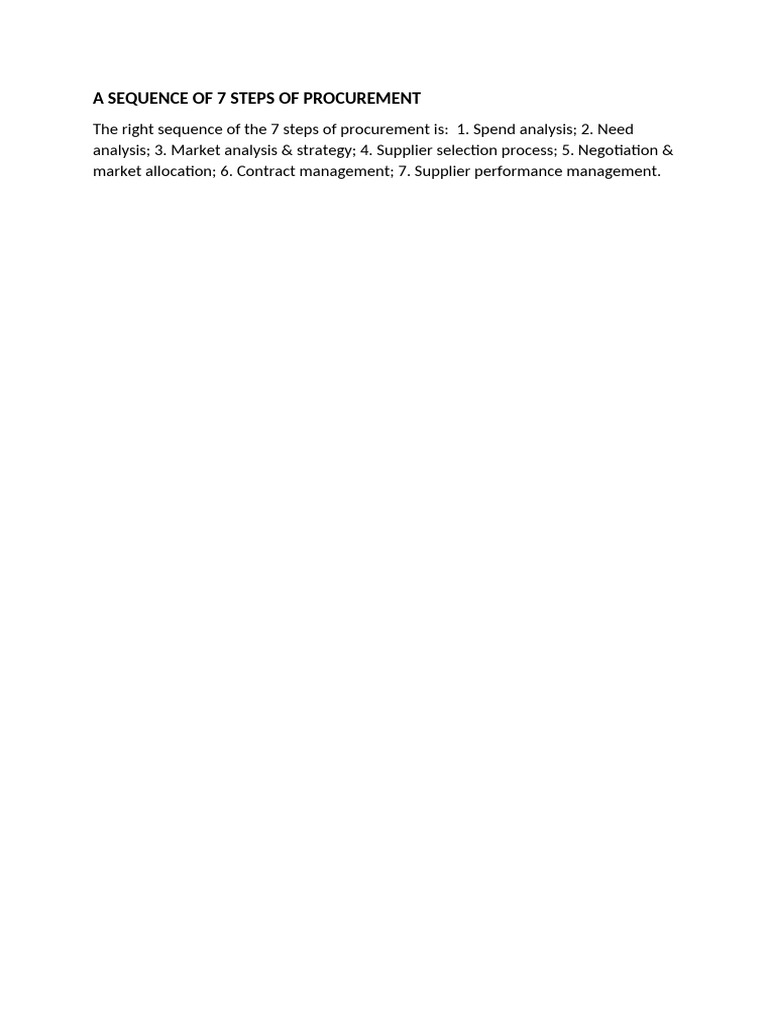 A Sequence of 7 Steps of Procurement | PDF