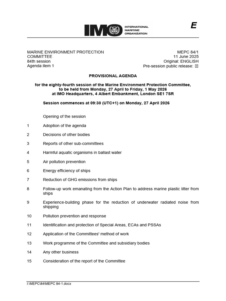 MEPC 84-1 - For The Eighty-Fourth Session of The Marine Environment ...