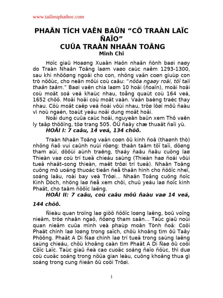 Phan Tich Van Ban Cu Tran Lac Dao Cua Tran Nhan Tong 1 | PDF