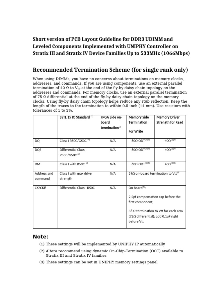 Ddr3 Uniphy Layout Guideline | PDF | Network Topology | Computer ...