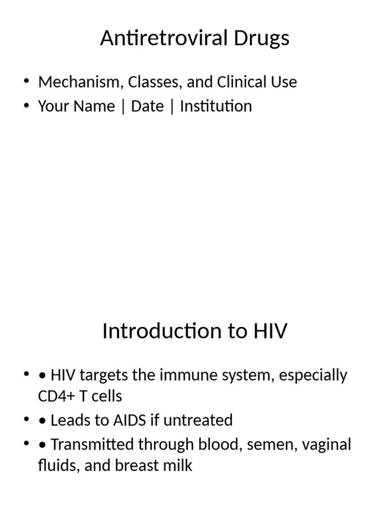 Antiretroviral Drugs: Classes and Uses | PDF | Management Of Hiv/Aids | Hiv