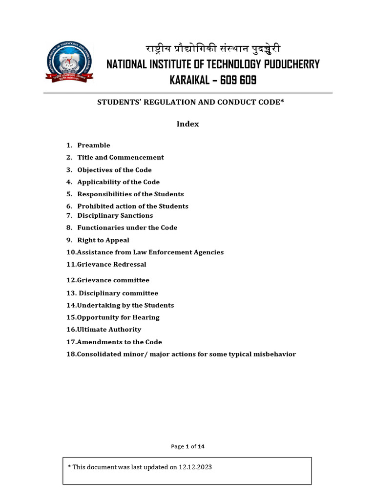 Students General Rules Updated 18 20 | PDF | Value (Ethics)