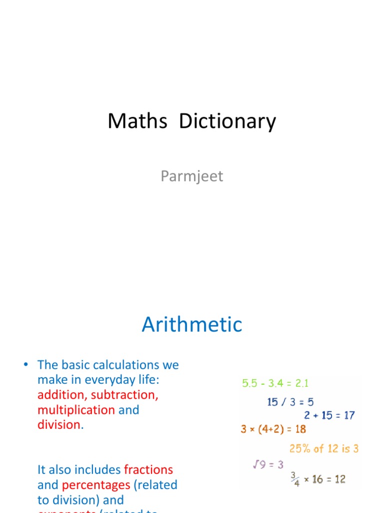 Maths Dictionary | PDF | Multiplication | Division (Mathematics)