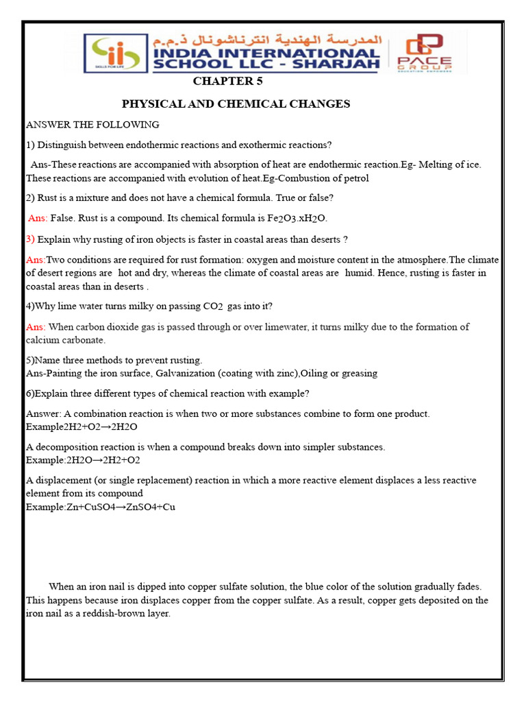 NOTES - Physical and Chemical Changes | PDF