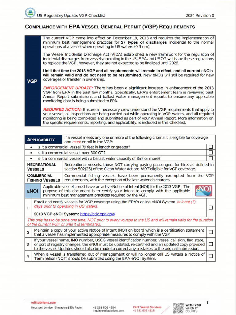 2024 VGP Checklist | PDF