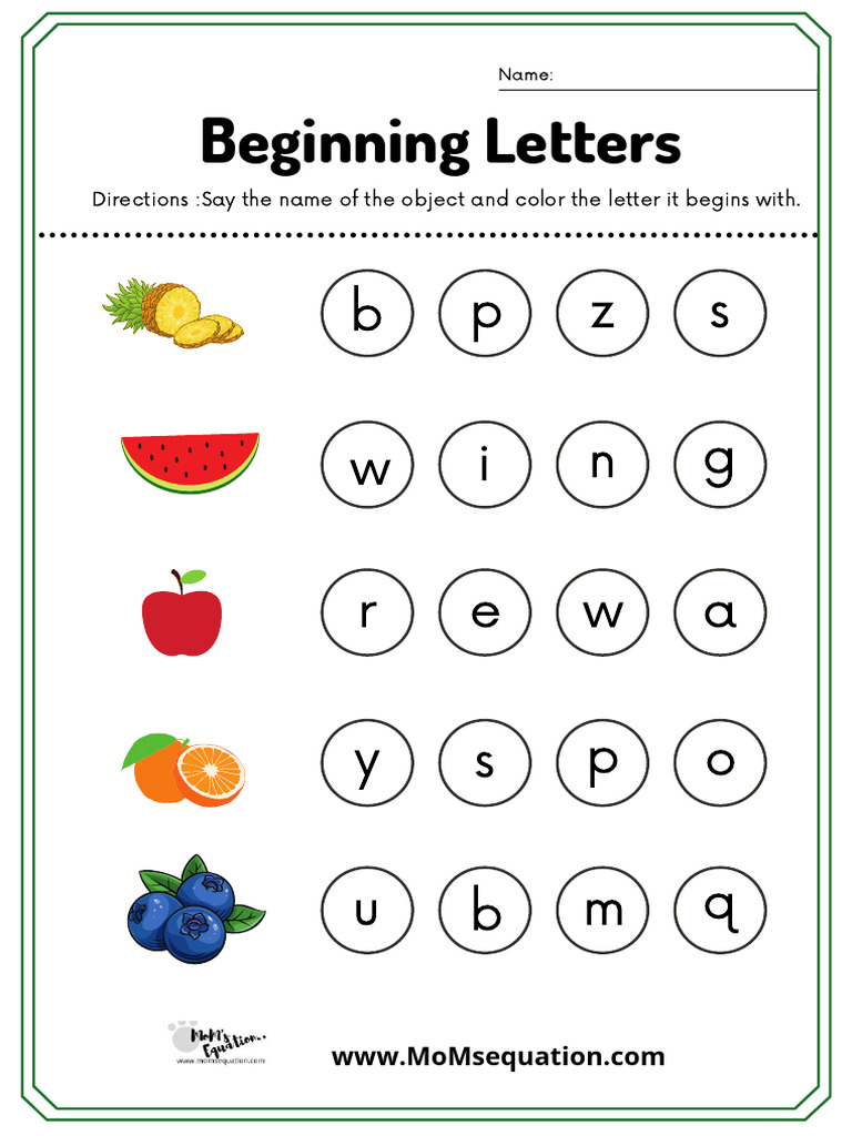 Black and White Beginning Letters Foundational Worksheet Compressed | PDF