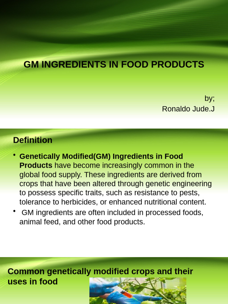 Understanding GM Ingredients in Food | PDF | Genetically Modified Food ...