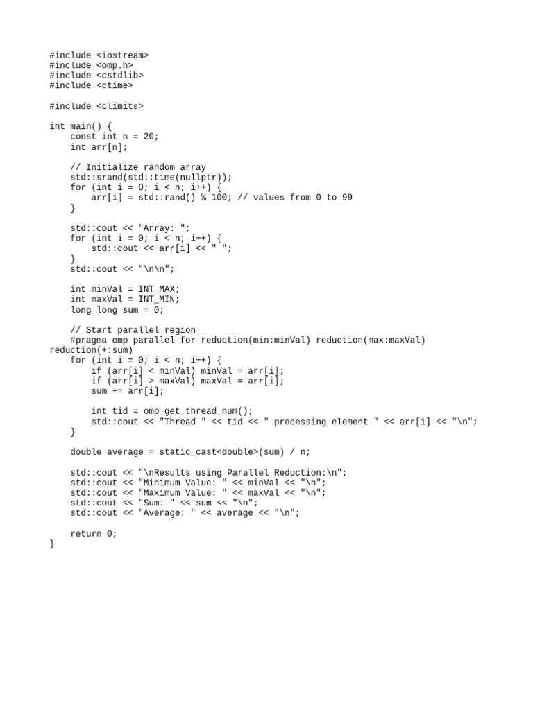 Sum Avg Paarller Reduction | PDF