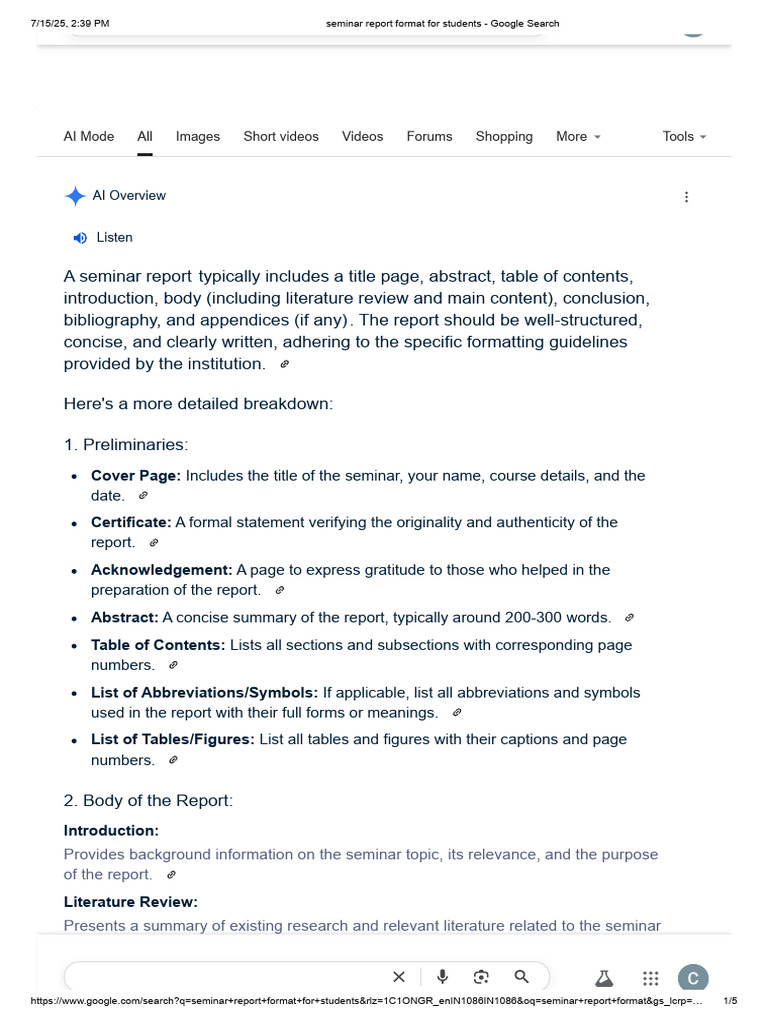Seminar Report Format For Students - Google Search | PDF | Page Layout ...