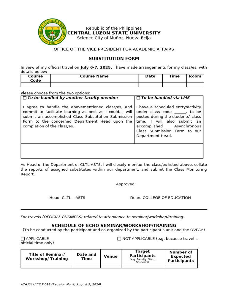 Substitution Form - Copy - Copy (3) | PDF