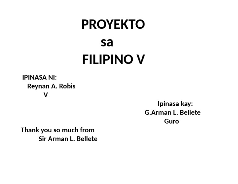 PROJECT Filipino | PDF