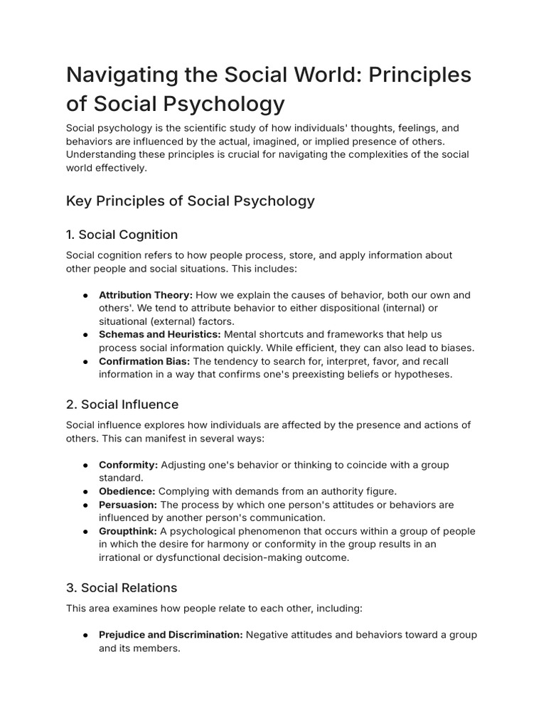 Navigating The Social World Principles of Social Psychology | PDF ...