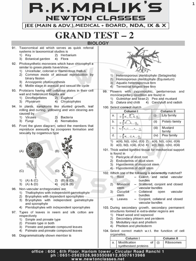 Biology Grand Test (2) Series | PDF