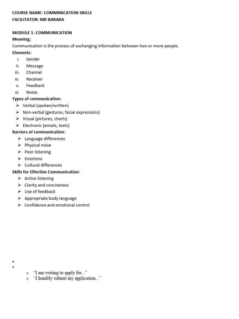 Communication Skills Course Module 1 & 2 | PDF | Communication | Human ...