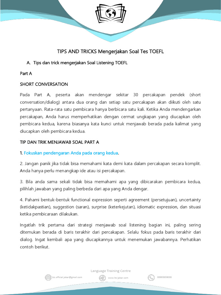 Tips dan Trik Tes TOEFL Efektif | PDF