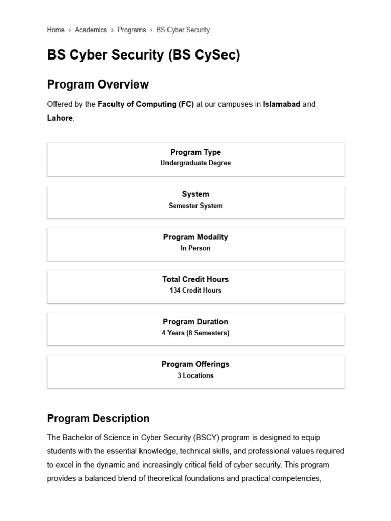 BS Cyber Security Program at Riphah | PDF | Computer Security | Security