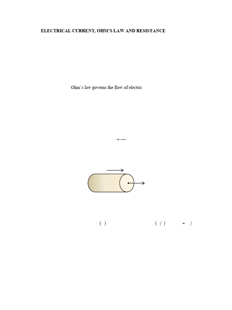 Electric Current, Ohms Law and Resistance | PDF | Electric Current ...