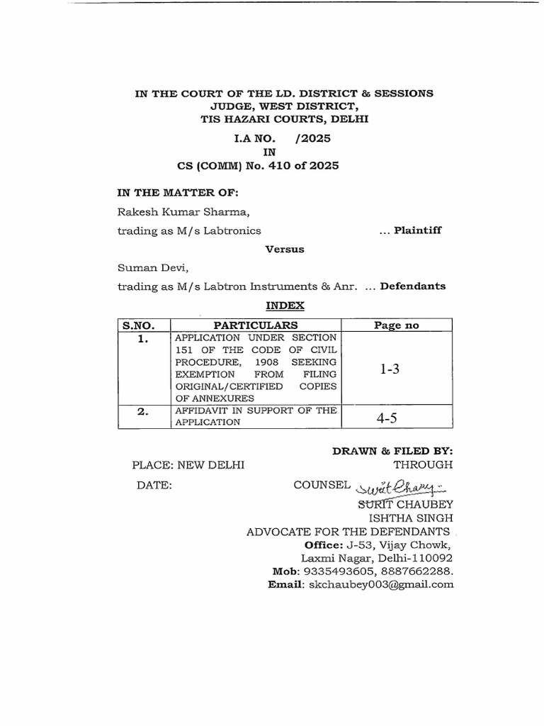 Rakesh Kumar Sharma Application | PDF | Affidavit | Legal Procedure