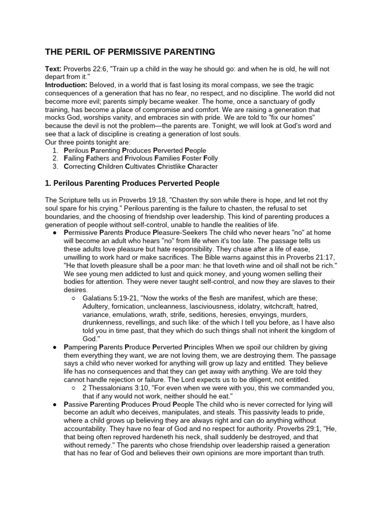 The Dangers of Permissive Parenting | PDF | Book Of Proverbs ...