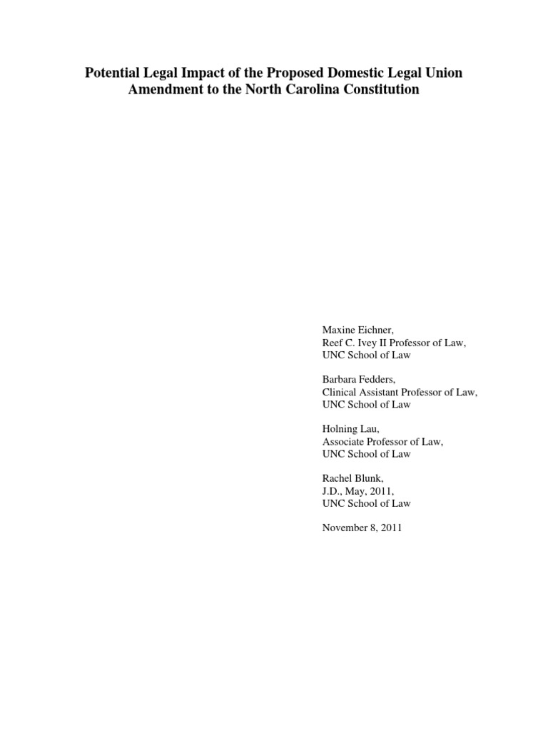 Potential Legal Impact of The Proposed Domestic Legal Union Amendment ...