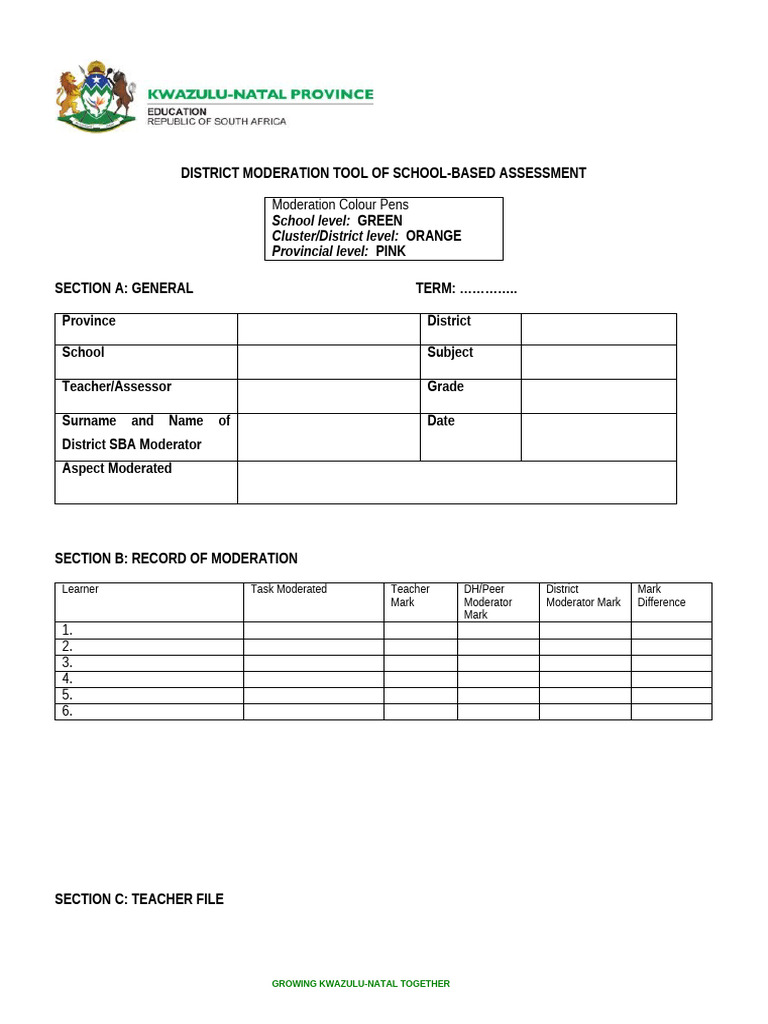 School Assessment Moderation Tool | PDF | Educational Assessment ...