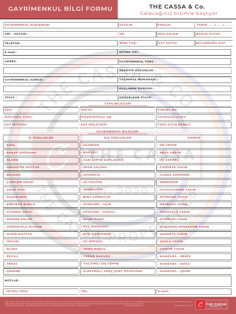 1.3. Gayrimenkul Bilgi Formu - The CASSA & Co. | PDF