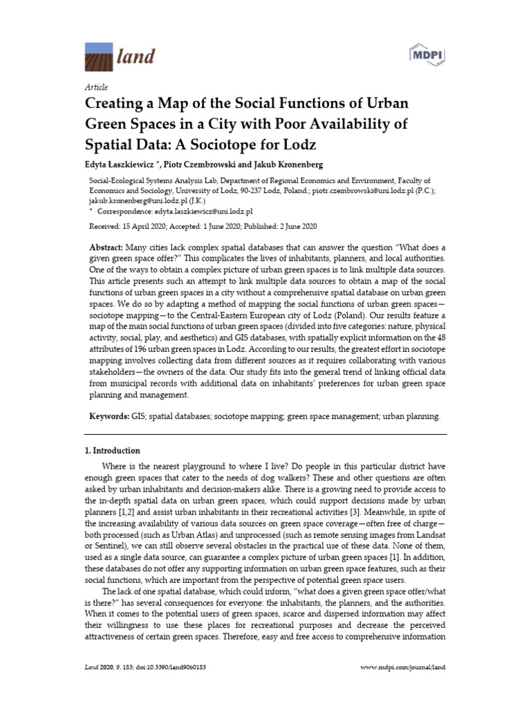Creating A Map of The Social Functions of Urban GR | PDF | Geographic Information System | Space