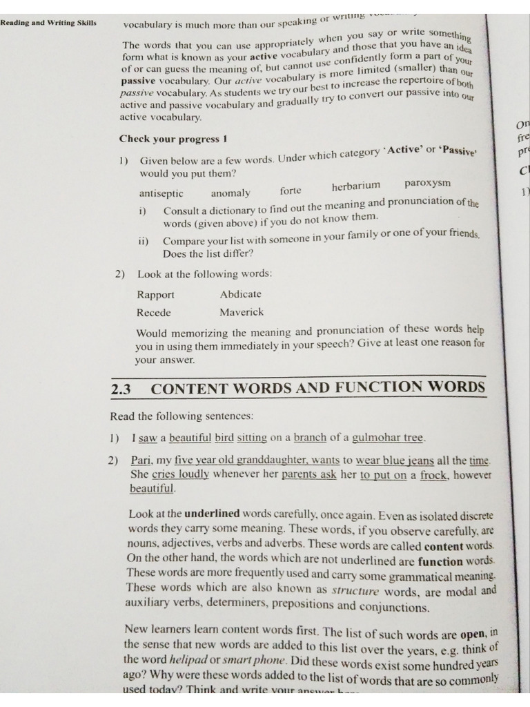 Content Words and Function | PDF