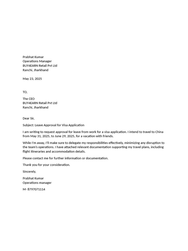 Leave Application | PDF
