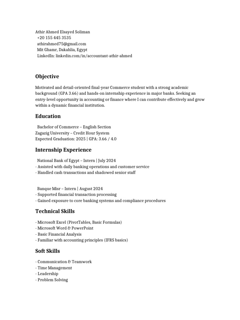 Entry-Level Accounting Candidate Profile | PDF